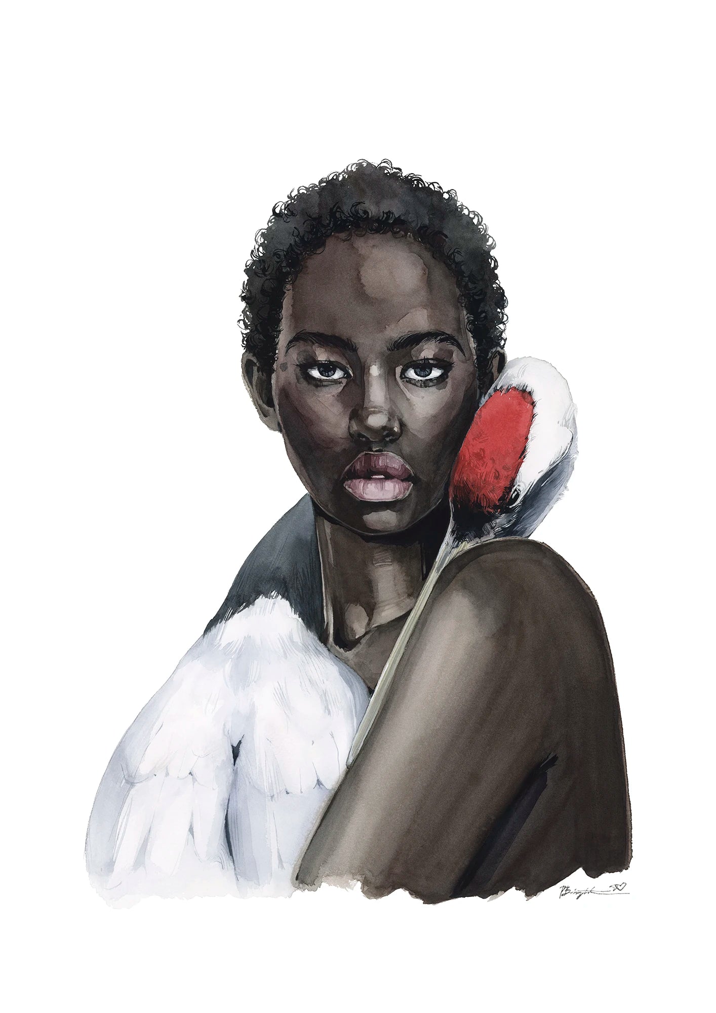 Girl with Red-Crowned Crane